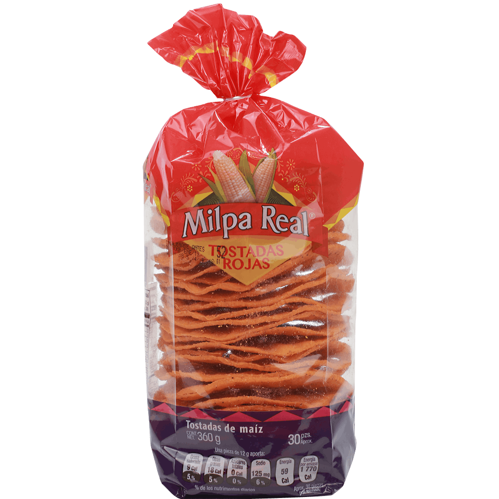 Tostadas rojas Milpa Real 360 g - oxxofit